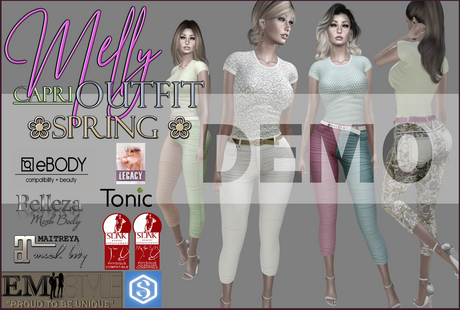 Second Life Marketplace - EMS - MELLY CAPRI OUTFIT - SPRING - DEMO